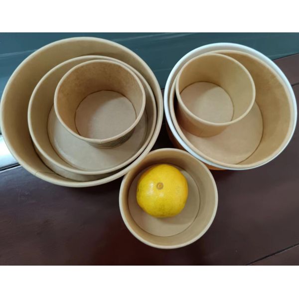 Quality 5.000kg Disposable Round Rectangular Kraft Paper Bowl Soup Salad Bowl Initial for sale