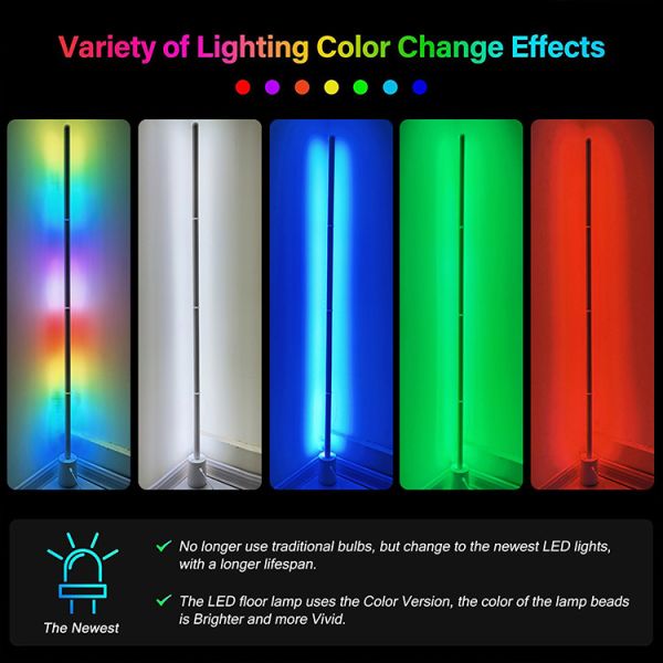 Quality Music Sync Corner Floor Lamp Ambient Light 16 Million Colors DIY Scene Modes for sale