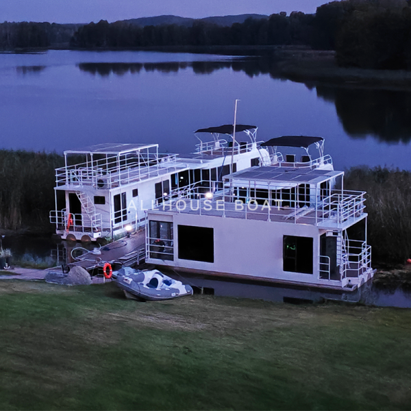 Quality Modern Double Deck Houseboat With Bedroom Kitchen Bathroom & Rooftop Terrace – for sale