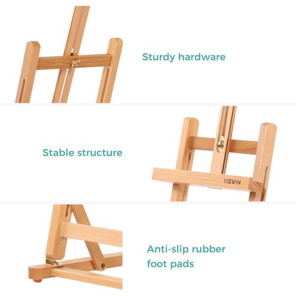 Quality 25"H Basic Tabletop Easel H Frame Sturdy Desktop Pine Wood Art Easel Adjustable for sale