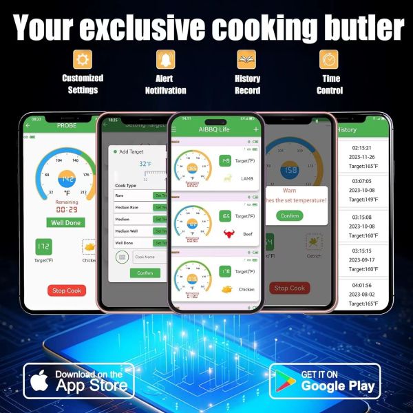 Quality Premium Bluetooth Digital Wireless Grill Bbq Thermometer Smart Waterproof for sale