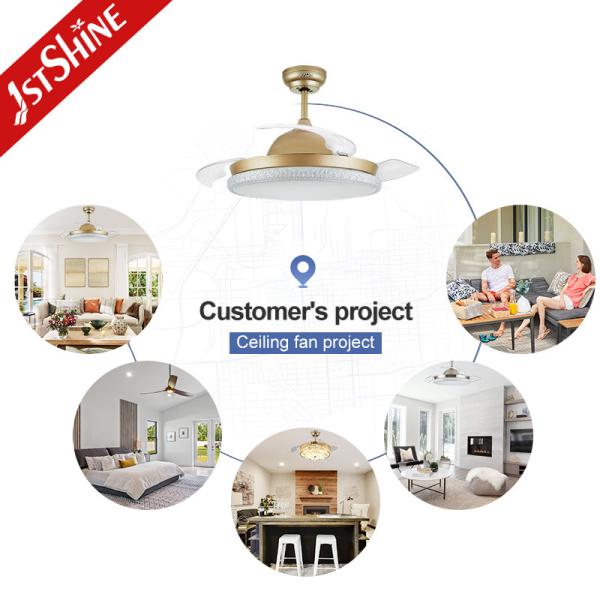 Quality 42 Inch Retractable Crystal Chandelier Ceiling Fans Indoor use for sale