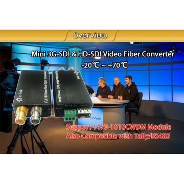 Quality Mini 3G/HD-SDI to Fiber Converter Extender with Tally function or RS485 Data for sale