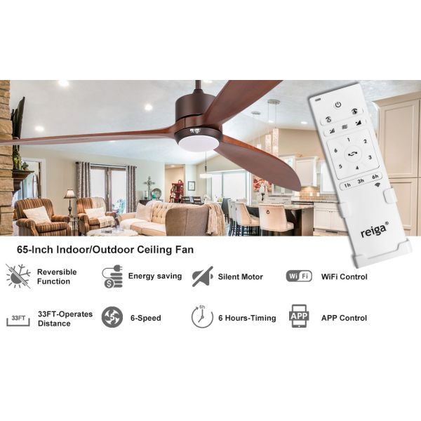 Quality 65 Contemporary Ceiling Fan Light with Voice Control and Dimmable LED Light for sale