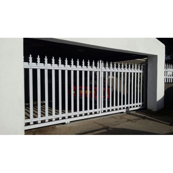 Quality White 2.4m Height Metal Security Side Gates With EN ISO 1461 Standard for sale