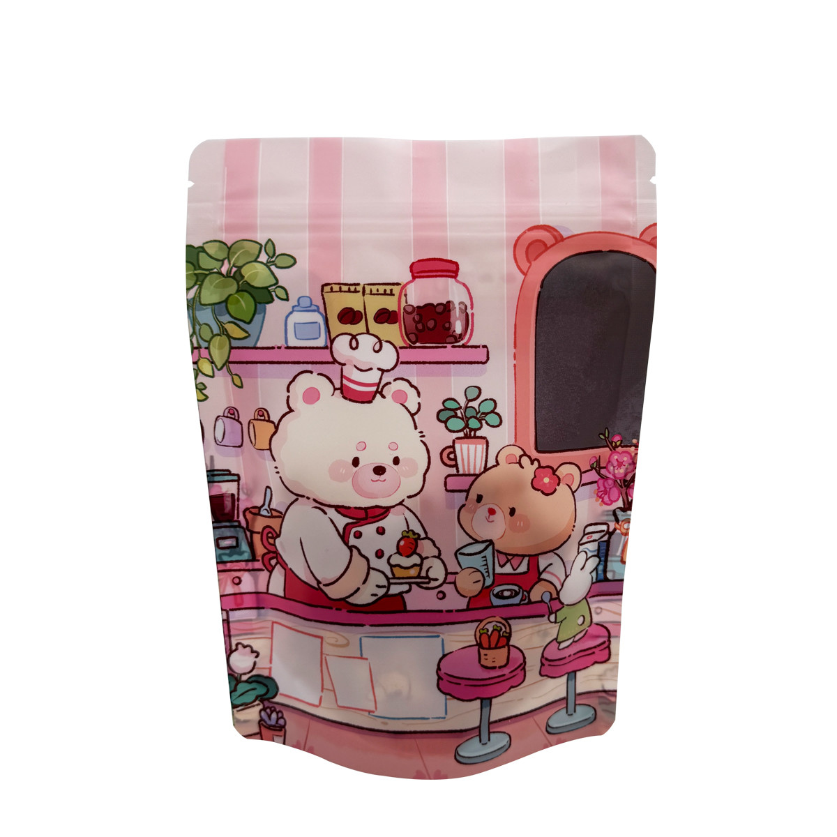 Quality Cartoon Design Customized Stand Up Zipper Bags For Food Packaging With Window for sale