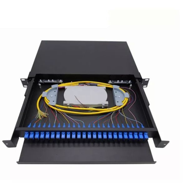Quality Cold Rolled Plate 1U 24 Port SC SX FTTH Fiber Optic Patch Panel for 19 Inch Rock Mount for sale