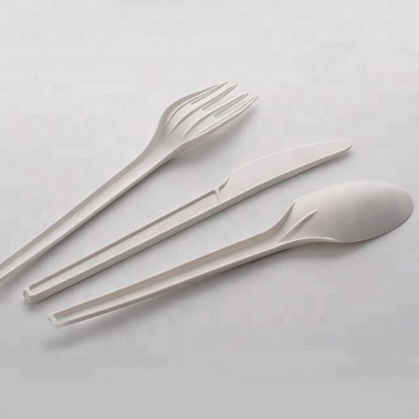 Quality Everyday Season Cutlery Set 100% Bio Degradable Compostable White Spoon Fork and Knife for sale
