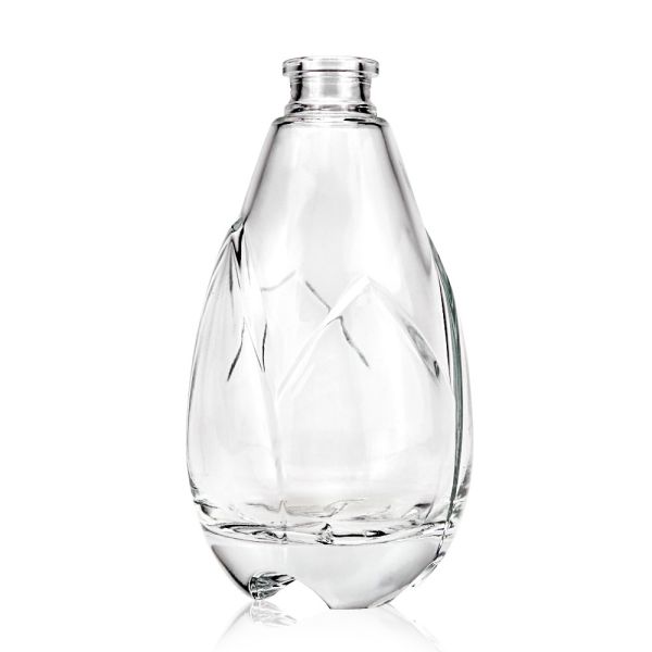 Quality 500ml Engraving Surface Unique Bottle for Liquor Spirits Glass Bottle Beverage Cork for sale