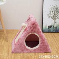 Quality Linen Portable 42cm Short Plush Cat House Indoor for sale