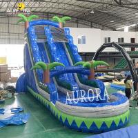 Quality Home Blue Large Inflatable Pool Slide 0.55mm Thick Vinyl Tarpaulin Mateiral for sale