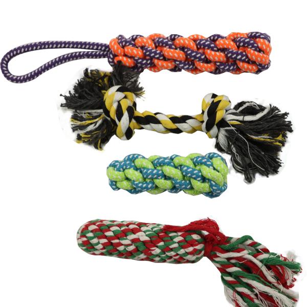 Quality Indestructible Durable Pet Toys Eco Friendly Handmade Cotton Toothbrush 50cm for sale