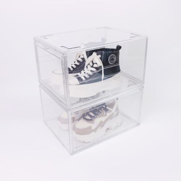 Quality Transparent Plastic Stackable Shoe Storage Boxes Acrylic Drawer Type for sale