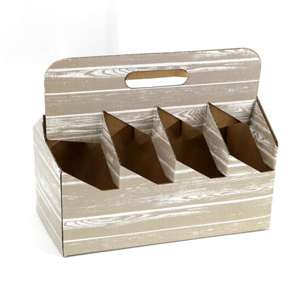 Quality Portable Corrugated Packaging 6 Bottle Beer Display Box With Handle Custom Size for sale