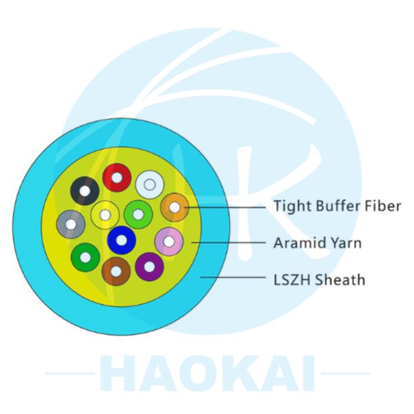 Quality Indoor 12core Fiber Optic Cable Single Mode Distribution Cable Flame Retardant for sale