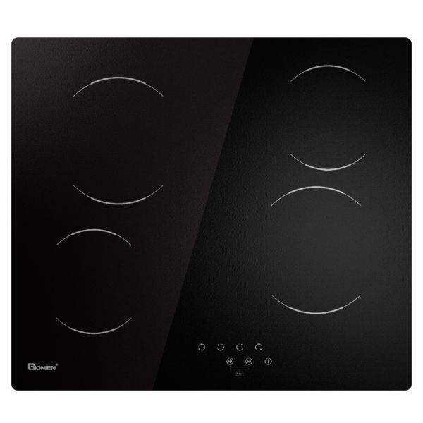 Quality 4 Burner Electric Cooktop Built In 24 Inch Ceramic Cooktop 6000W Frosted Glass for sale