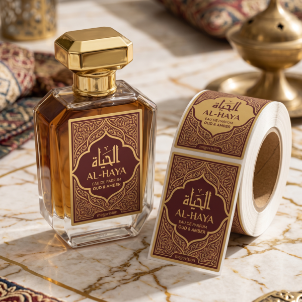Quality Custom Luxury Perfume Label Gold Foil Embossed Cosmetic Bottle Sticker for Arabic Fragrance Packaging for sale