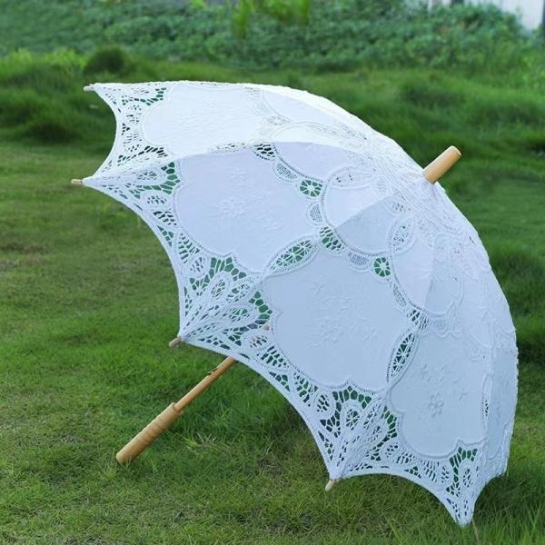 Quality Wedding Decoration Battenburg Lace Umbrella with Customized Logo and Fiberglass for sale