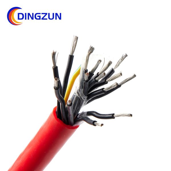 Quality Multi 16 Cores Shielded Sensor Cable Silicone Rubber Insulated Sheathed Red HT for sale