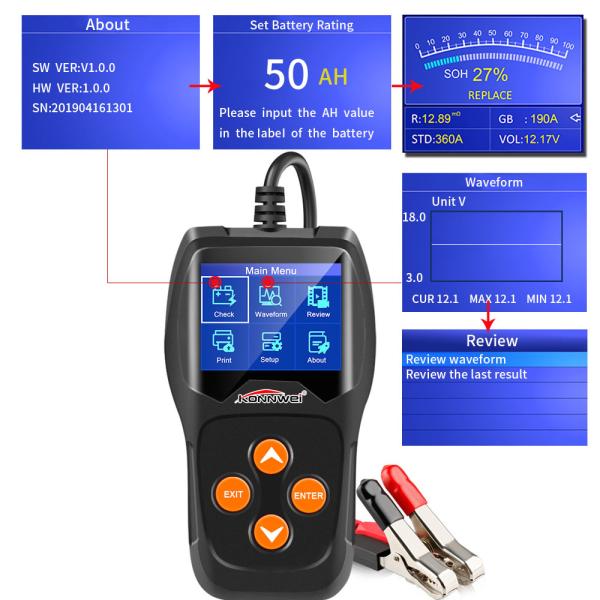 Quality Engine Code Scanners 12v Battery Analyser ABS Material 2.4 Inchs LCD Colorful for sale
