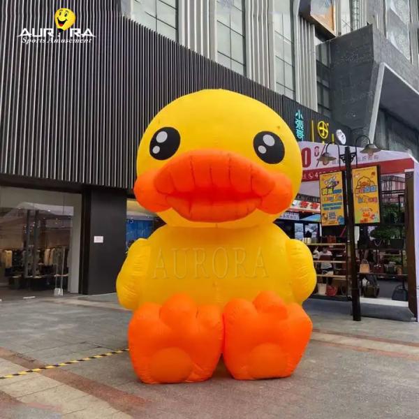 Quality Custom Design Giant Inflatable Yellow Duck Oxford / PVC Inflatable Cartoon Characters for sale