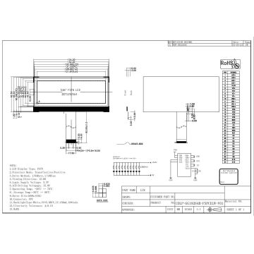 Quality 5 Inch FSTN Graphic LCD Module 192*64 5.06 COG Display With UC1698U for sale