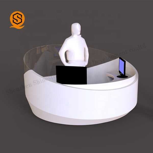 Quality Solid Surface Round Airport Reception Desk Counter for sale