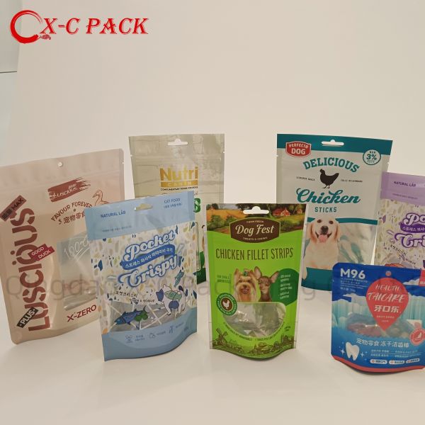 Quality Window Recyclable plastic pet food packaging aluminized stand up bag with zipper for sale