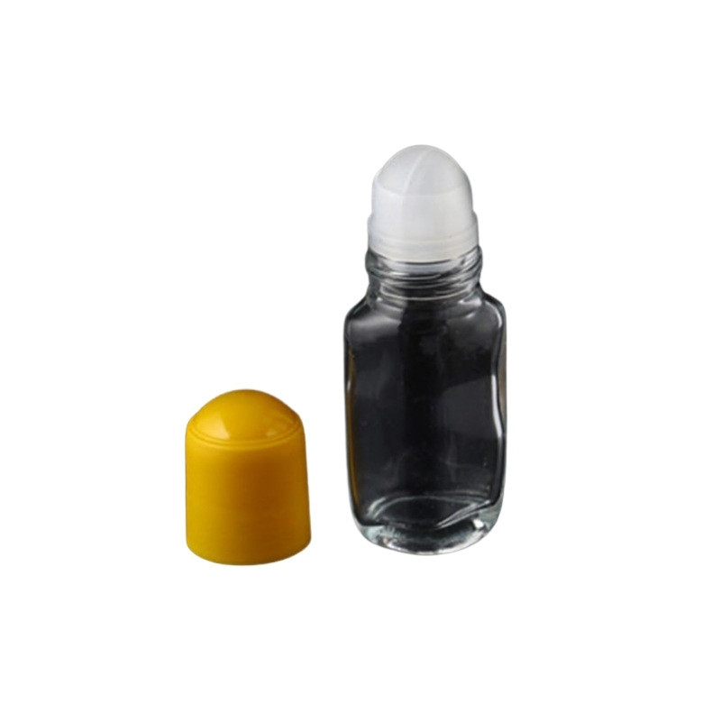 Quality Transparent Roller Ball Bottles For Essential Oils 50ml Yellow Pp Plastic Cap for sale