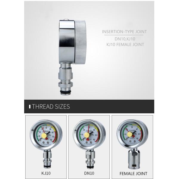 Quality OEM Dual Memory Pointers Glycerin Pressure Gauge DN10 KJ10 Connected 60/80Mpa for sale