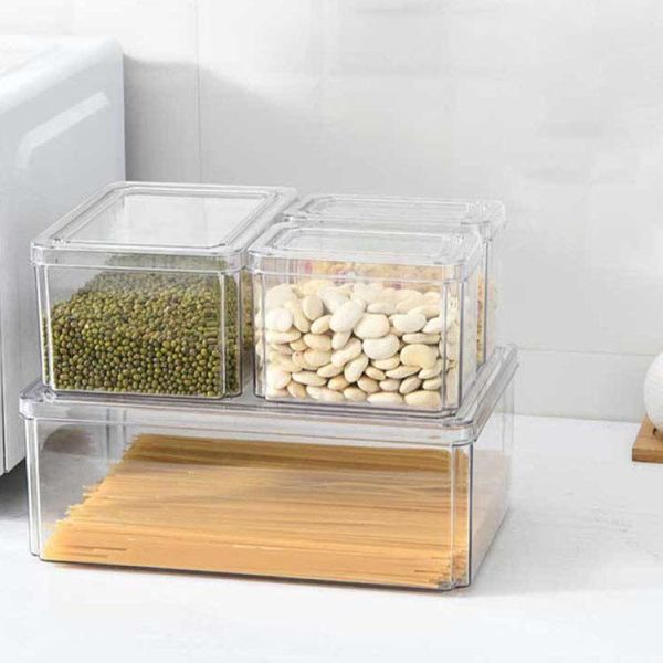 Quality 4 Pcs Stackable Plastic Clear Fridge Organizer Set Kitchen Food Storage for sale