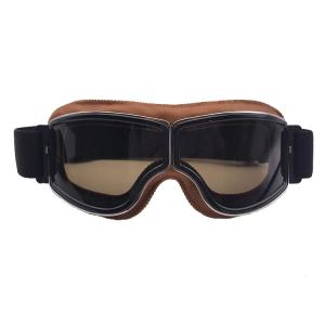 Quality Silicone Strap Customizable Vintage Leather Motorcycle Riding Goggles for Helmet for sale