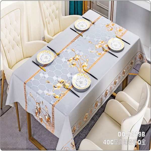 Quality Printing Pattern Waterproof PVC Polyester Tablecloth Cover Roll for Rectangular for sale
