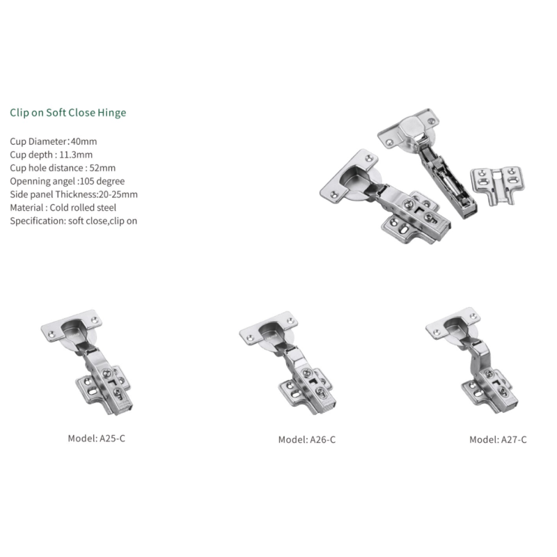 A25 40mm Cup Soft Closing Clip on Cupboard Hinge with Damper