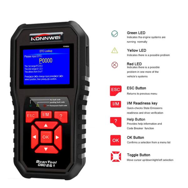 Quality Colorful Screen Auto Diagnostic Fault Code Reader Tool KW850 OBD2 Original Car for sale
