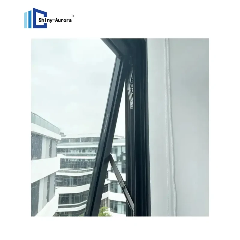 Home Office Postmodern American Vertical Aluminum Swing Tempered Glass Awning Windows