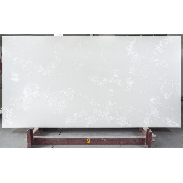 Quality 7.5Mohs 30MM White Calacatta Quartz Stone With Washed Out Veins for sale