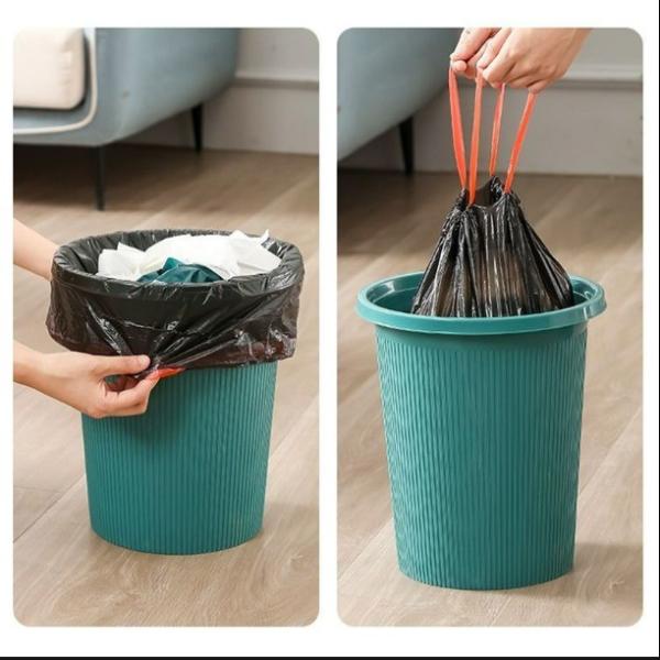 Quality Embossed Kitchen Trash Bags with Tie Tape Drawstring Handles 5-50 mic Thickness for sale