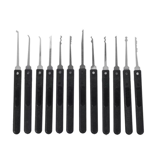 Quality 12pcs Black Locksmith Tools Lock Pick Set Transparent lock picking practice kit for sale