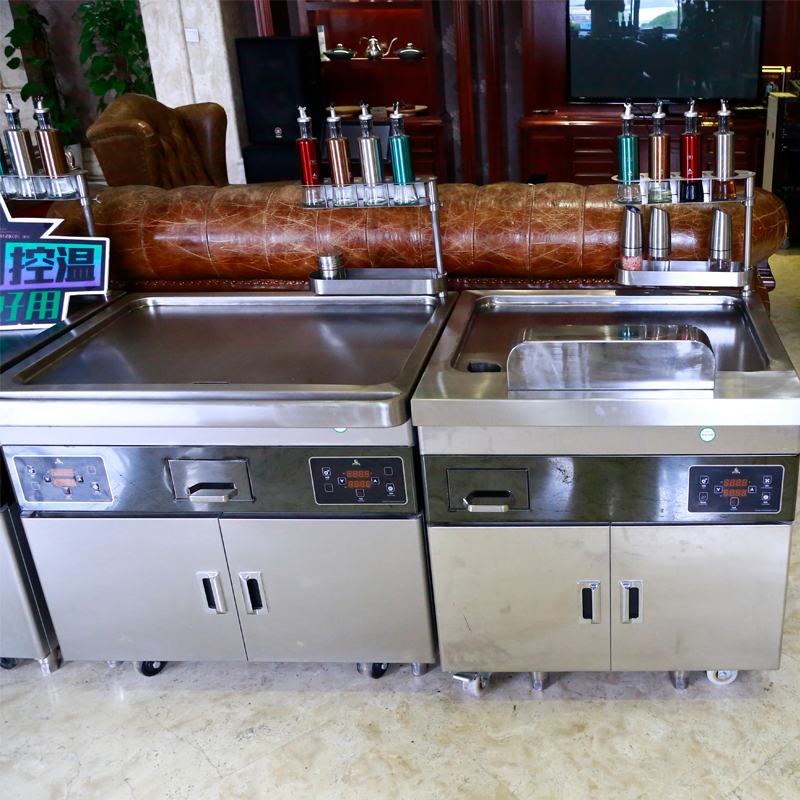 Close-up of Teppanyaki cooking surface