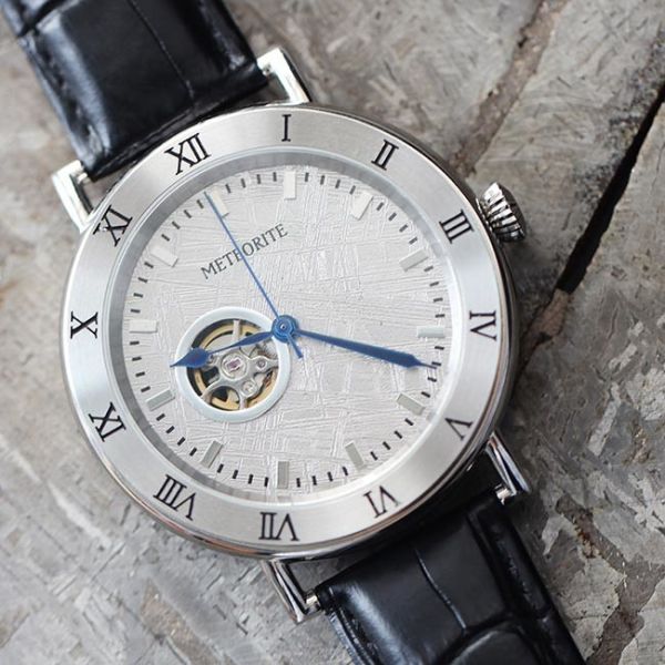 Quality Timeless Extraterrestrial Meteorite Dial Watch 45mm Automatic Leather Watch for sale