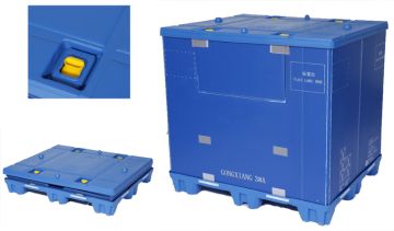 Pallet Box Sleeve Pack Container Foldable Low Weight Custom Height Locking System