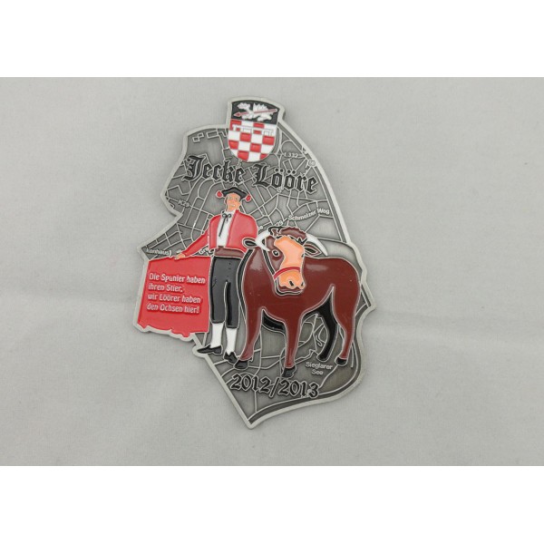 Quality Zinc Alloy / Pewter Jecke Loore Karneval Carnival Medal by Die Casting, Antique Nickel Plating for sale