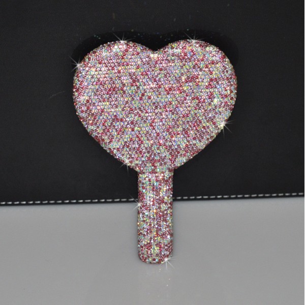 Quality Light Pink Circle Rhinestone Mirror for On-the-Go Touch Ups and Makeup for sale