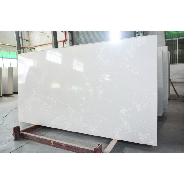 Quality 7.5Mohs 30MM White Calacatta Quartz Stone With Washed Out Veins for sale