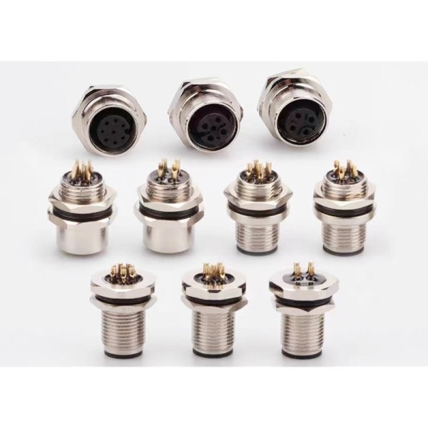 Quality M12 Series Circular Wire Connector Socket 12 pin Rear Screw Panel Mounting for sale