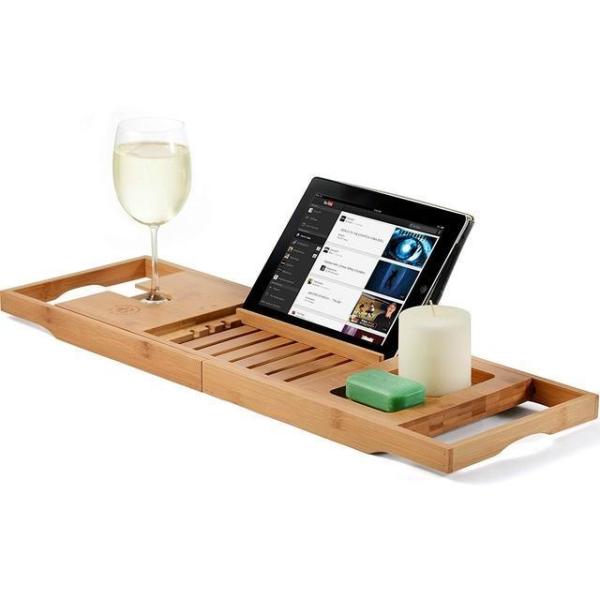 Quality Extra Large Expandable Bathtub Tray Laptop Ipad Holder 2 In 1 100% Bamboo for sale