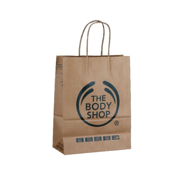 Quality Eco Friendly Kraft Paper Twisted Handle Shopping Carrier Bag With Logo Printed for sale