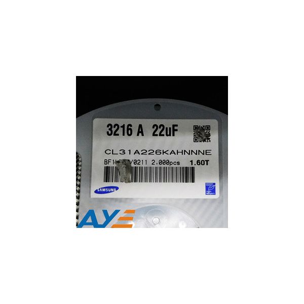 Quality 25V X5R 1206 SMD MLCC 22uF Electronic Components Capacitors CL31A226KAHNNNE for sale