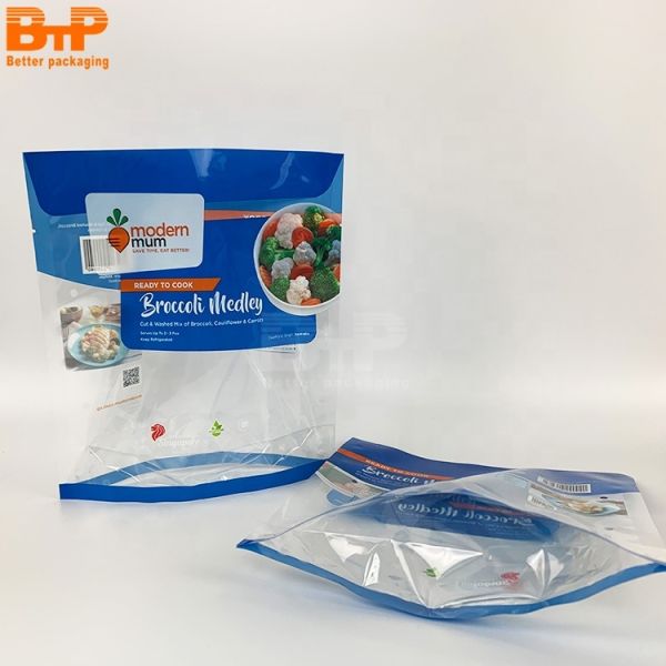 Quality Customized Plastic Stand Up Food Storage Bags With Zipper, Plastic Produce Bags For Vegetable Fruits, Bread for sale